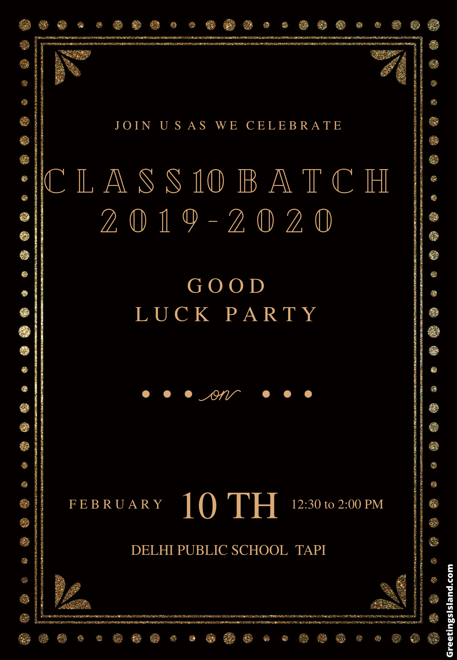 E- Invite for Good Luck Party | DPS TAPI 10B